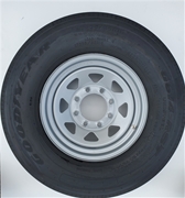 Rainier Tire ST225/75R15D with 6 Lug Steel Silver Spoke Wheel